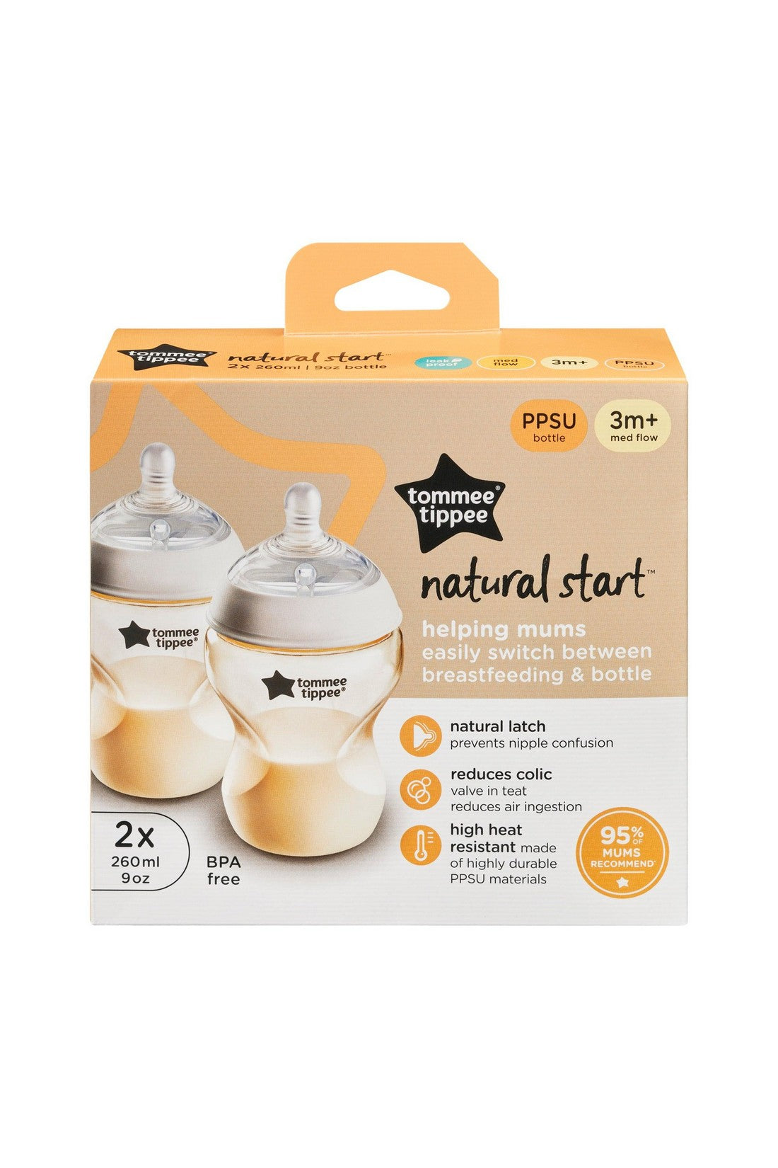 Tommee Tippee Natural Start ® Ppsu Bottle 260Ml W/M Teat - 2 Pack – mothercare hong kong