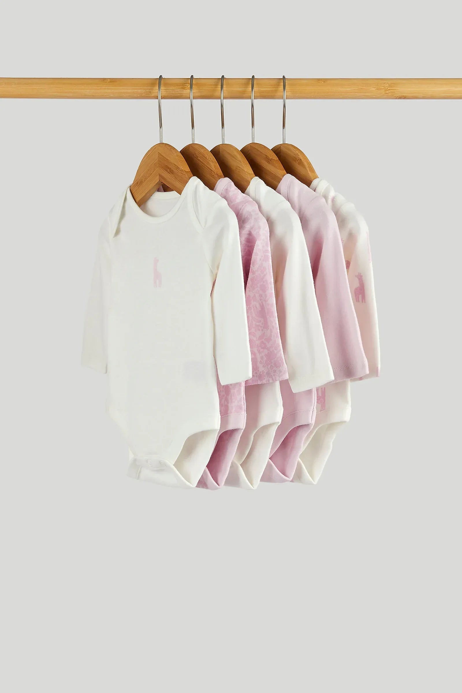 Buy Mothercare 5 Pack Giraffe Long-Sleeved Bodysuits Online ...